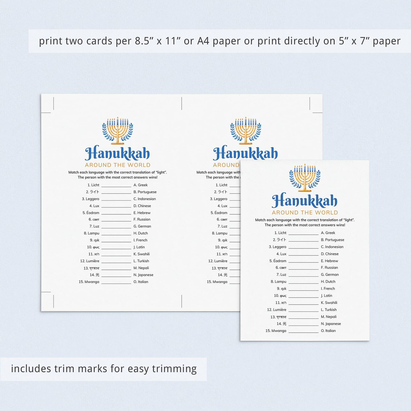 Hanukkah Game Bundle Printable Hanukkah Games for Family Hanukkah Party ...