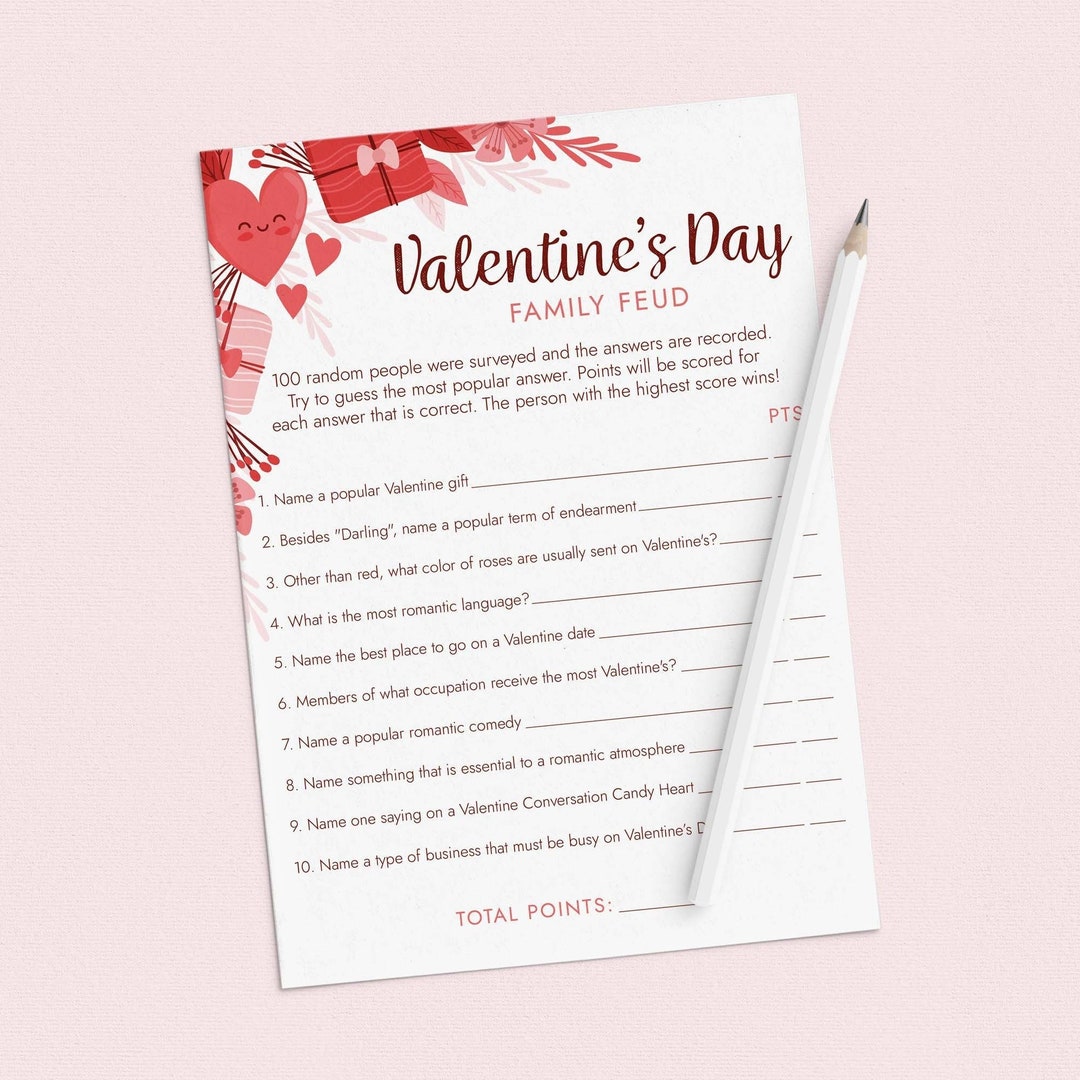 Family Feud Valentine's Day Game Printable Valentine's Feud Game ...
