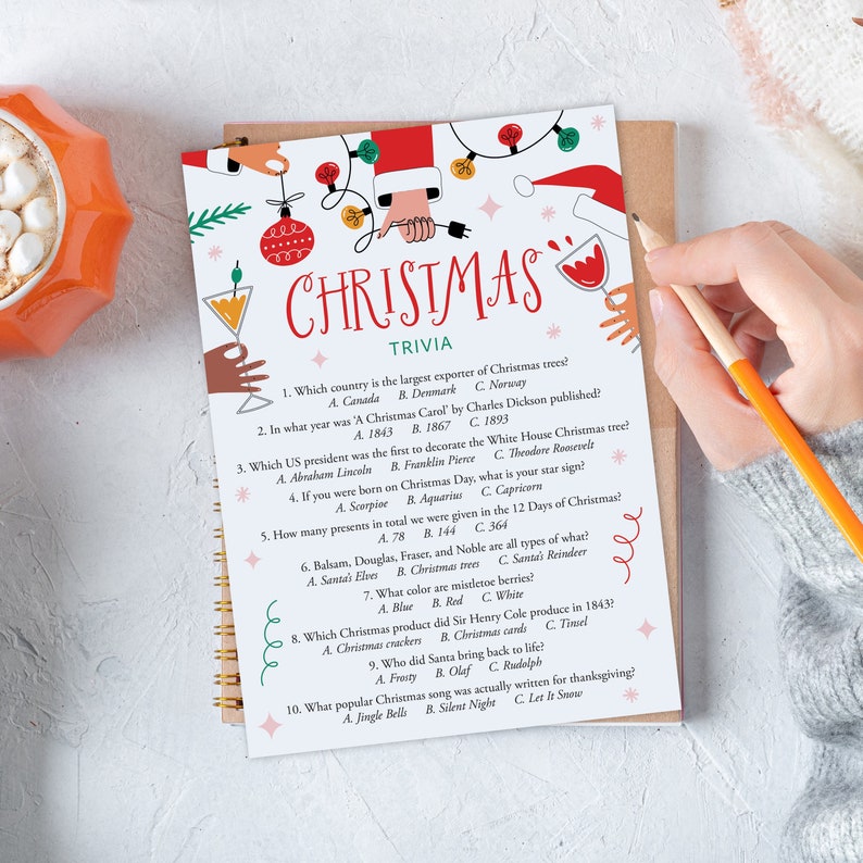 Adult Christmas Trivia Game Printable Company Holiday Game - Etsy