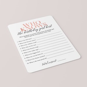 How Well Do You Know the Birthday Girl Game Printable Who Knows the ...