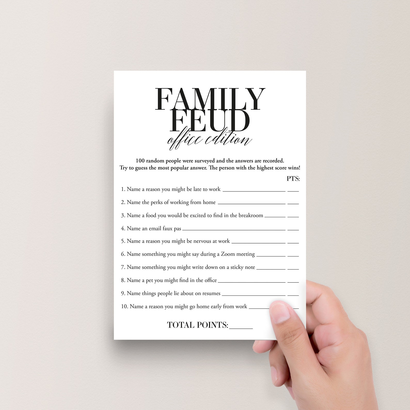 Office Family Feud Game Printable Office Feud Questions and - Etsy