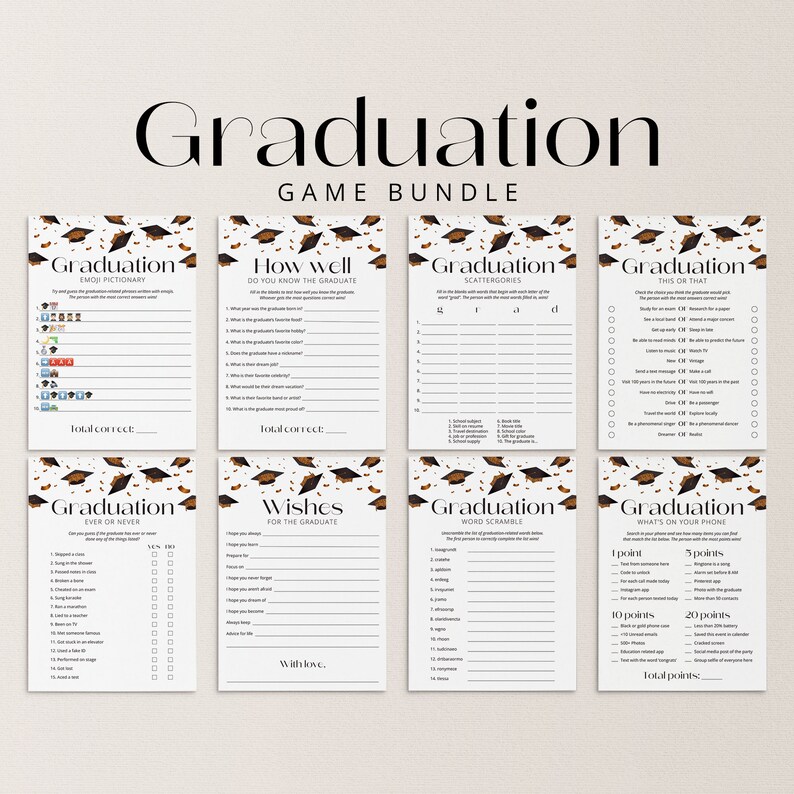 Graduation Games Bundle Printable Graduation Party Games Fun - Etsy