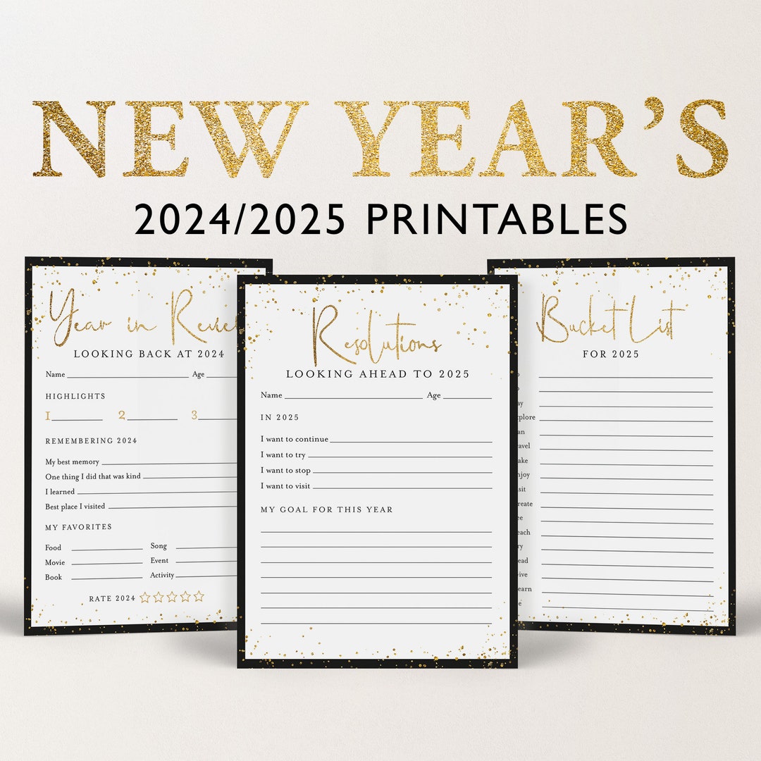 Buy New Year's Printables 2024 Year in Review 2025 Resolutions New Year ...