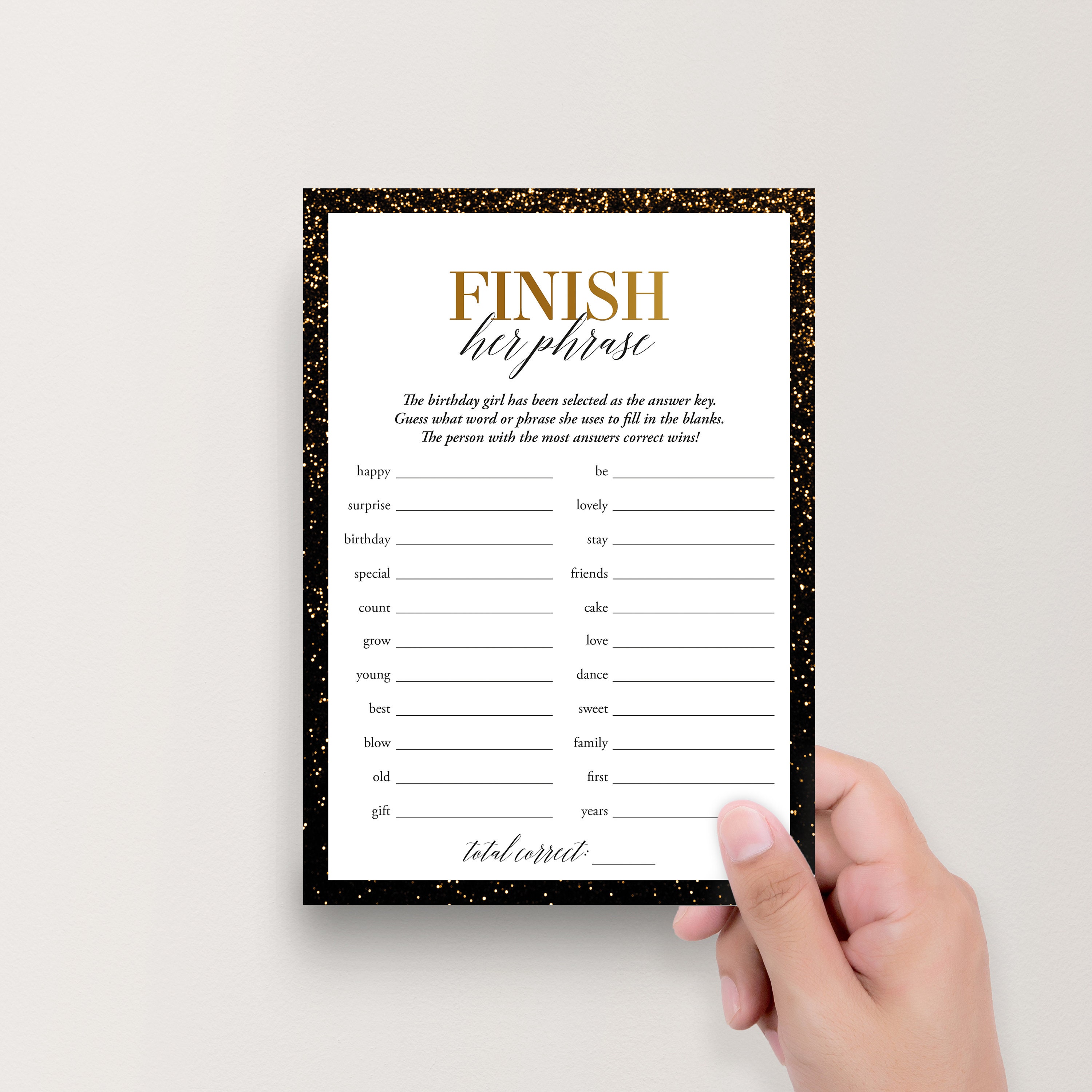 Black and Gold Birthday Party Games for Women Printable Gold Confetti ...