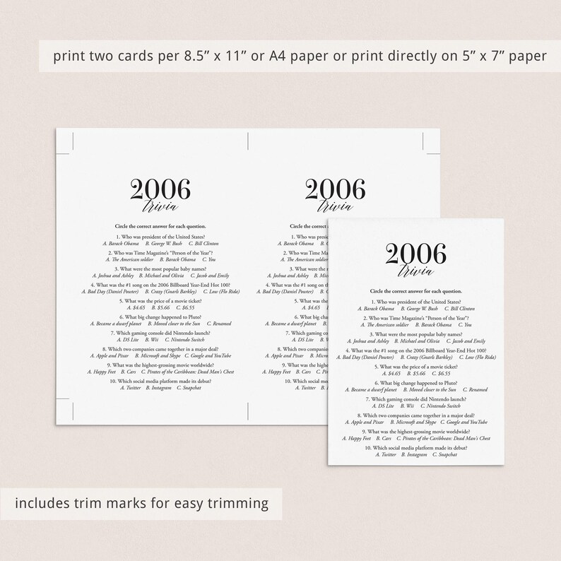 20th Class Reunion Games Printable Class of 2006 Reunion Party Games ...