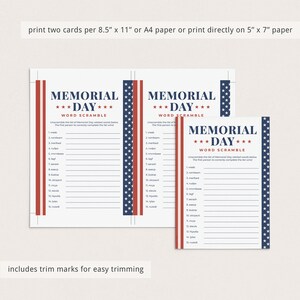 Printable Memorial Day Games for Kids and Adults Patriotic Party ...