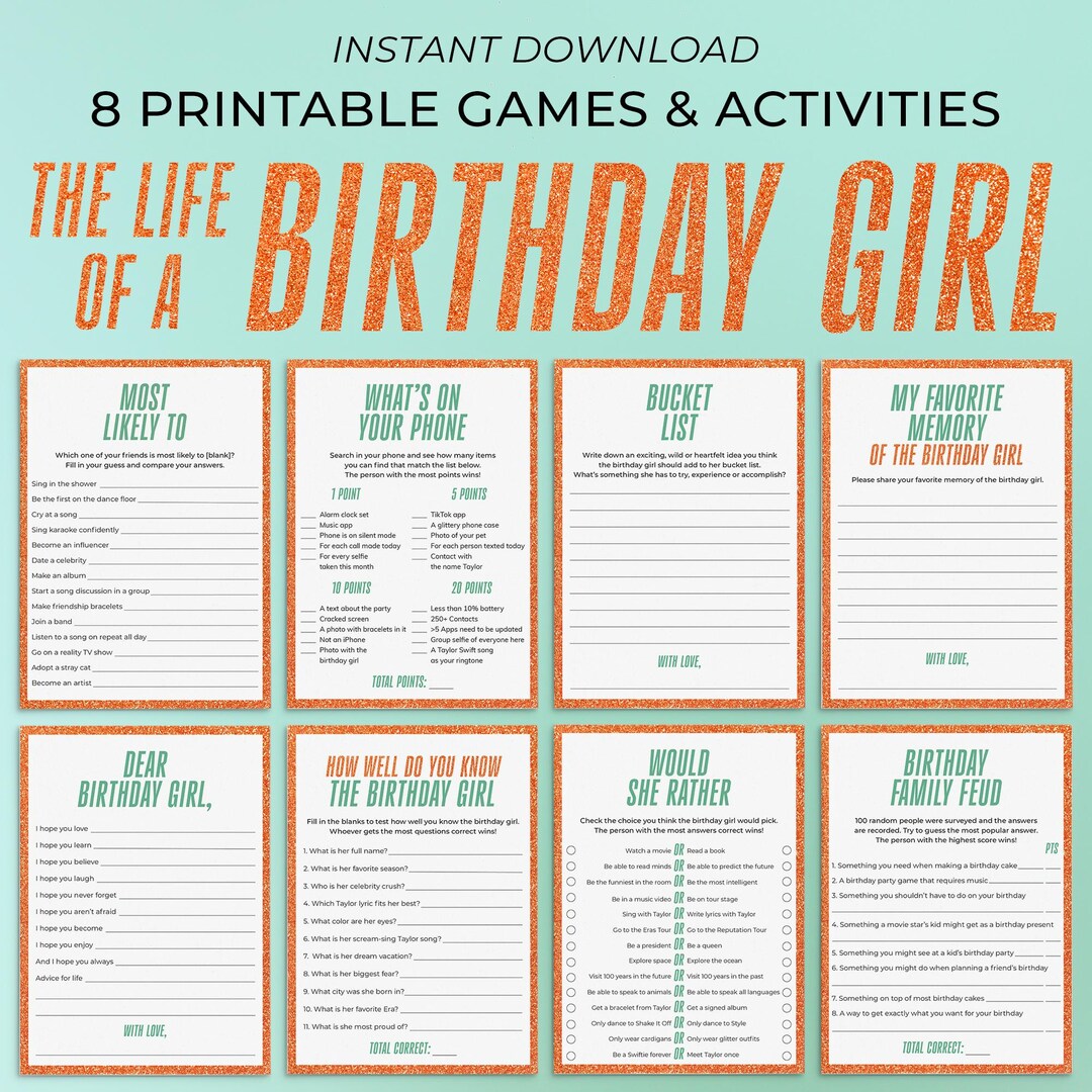 In My Birthday Era Birthday Game Bundle the Life of a Birthday Girl ...