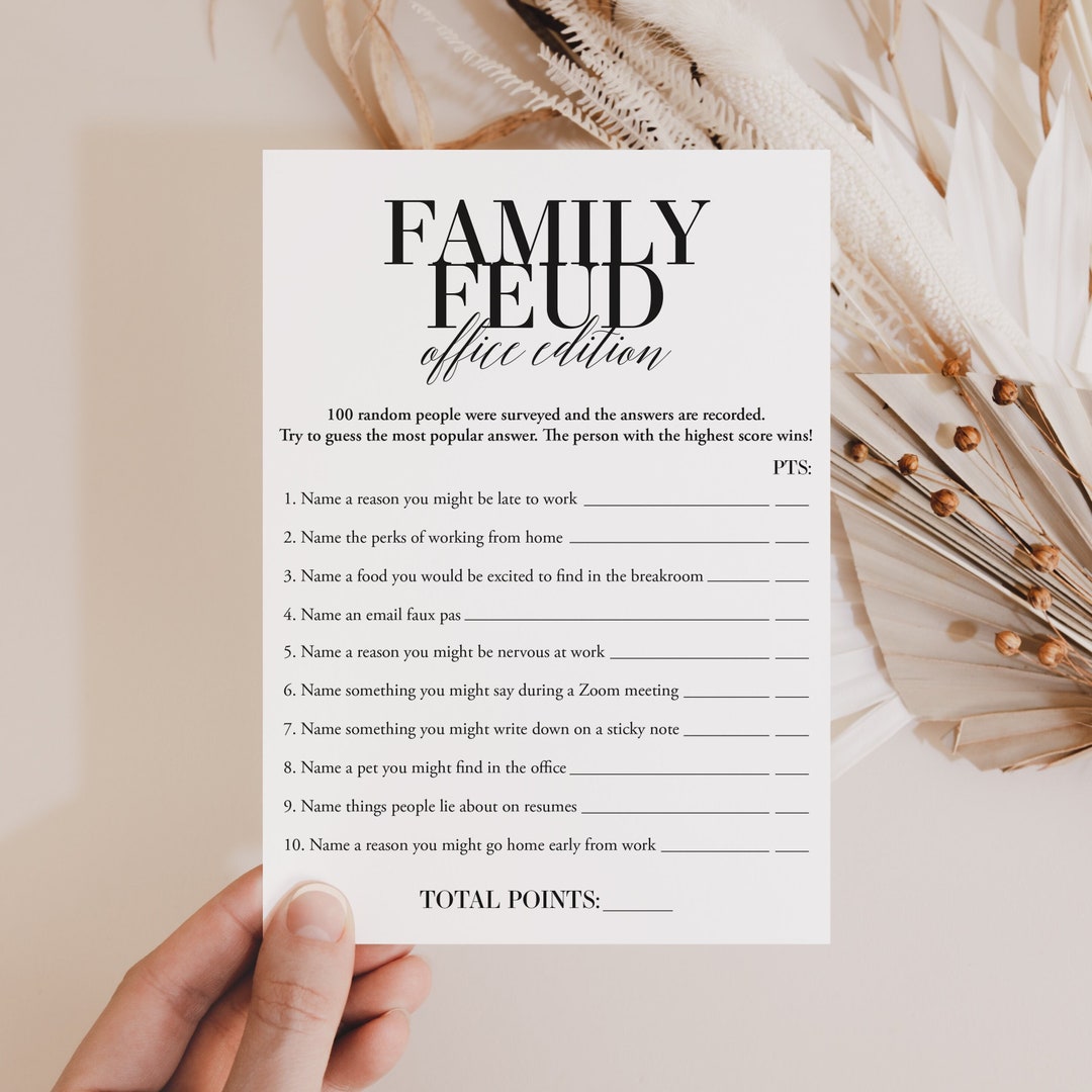 Office Family Feud Game Printable Office Feud Questions and Answers ...