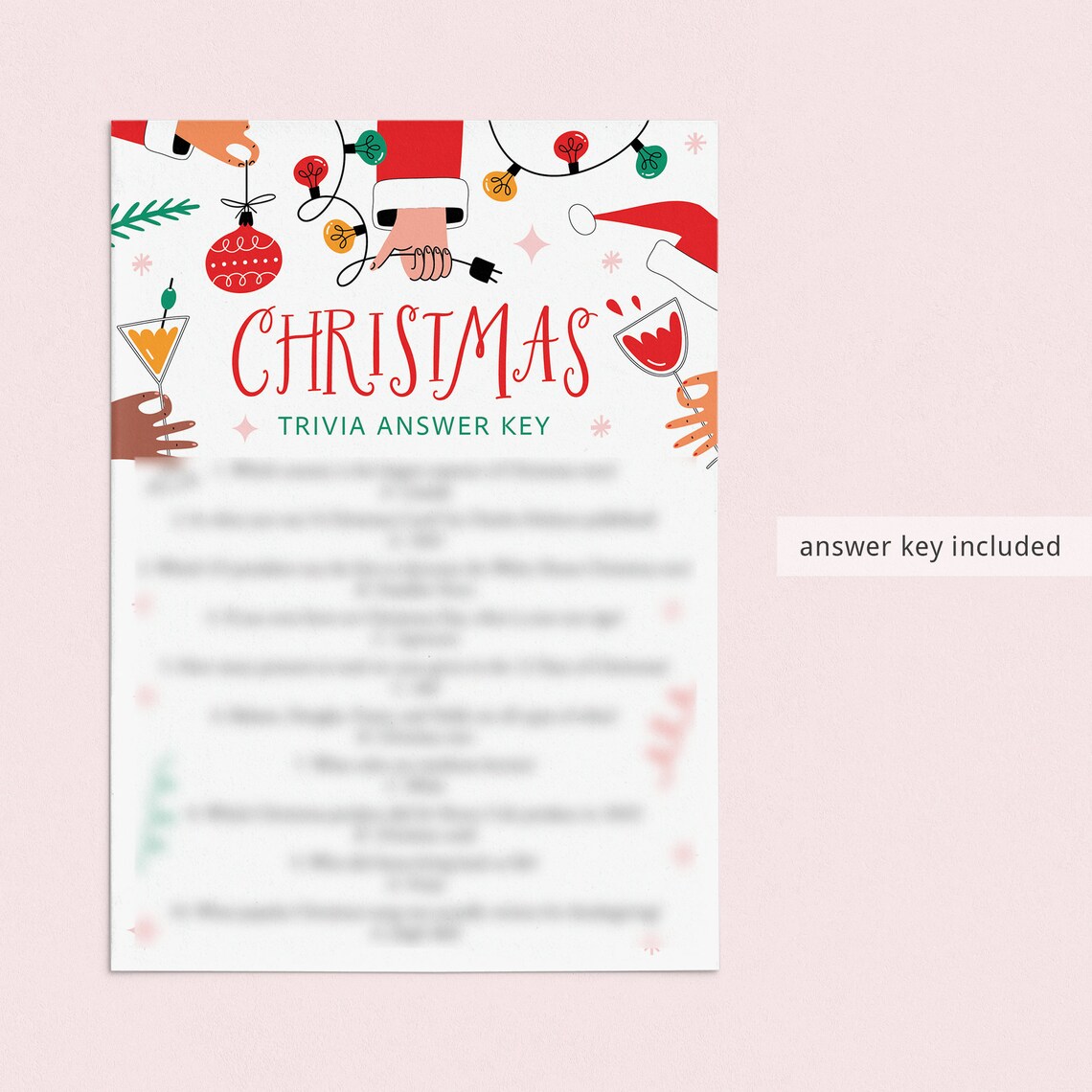 Adult Christmas Trivia Game Printable Company Holiday Game - Etsy