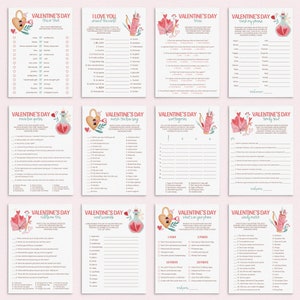 Valentine's Day Games Bundle Printable Valentines Party Game Pack ...