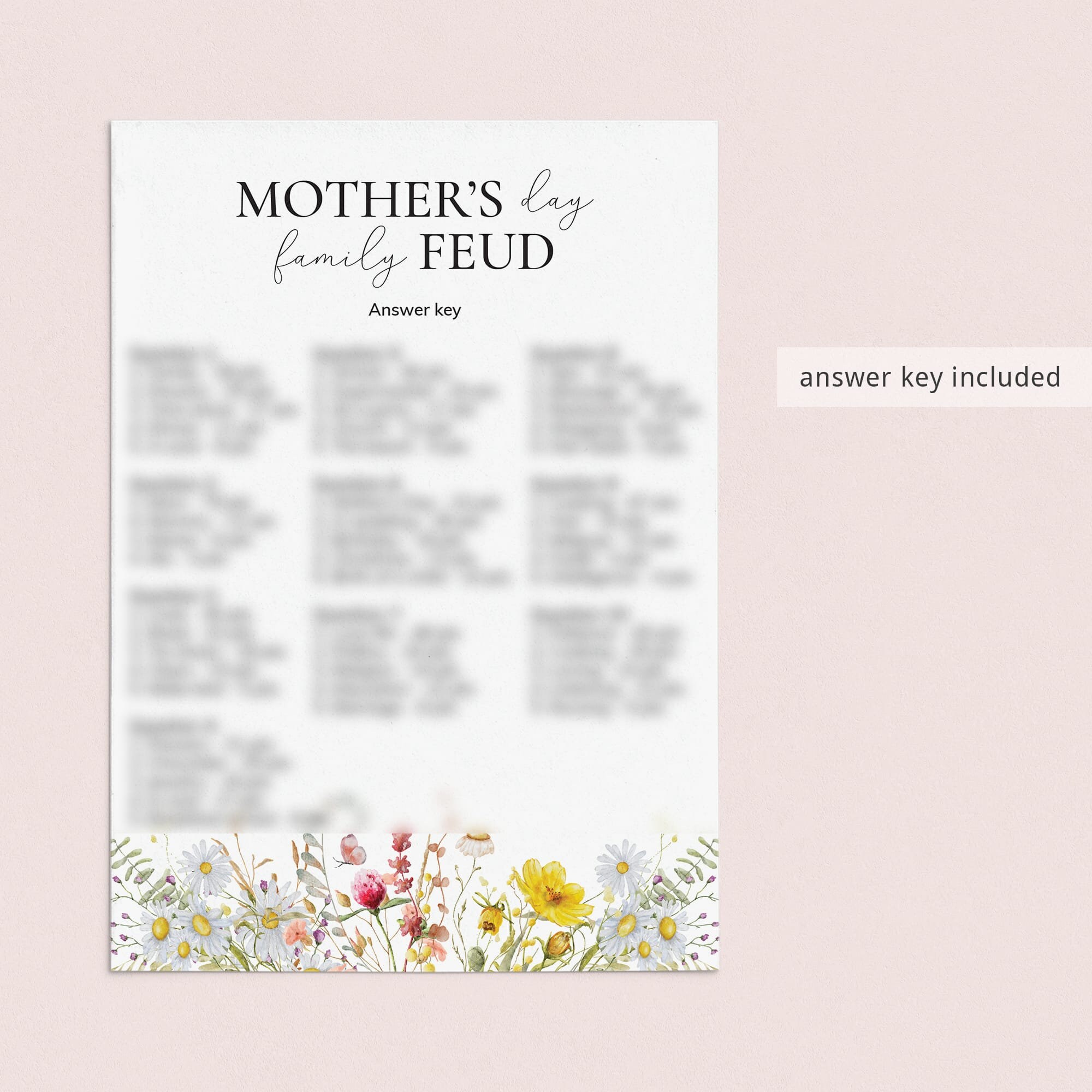 Mothers Day Family Feud Game Printable Mother's Day Feud Mothers Day ...
