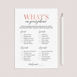 Teen Birthday Party Games Whats on Your Phone Birthday Game Printable ...