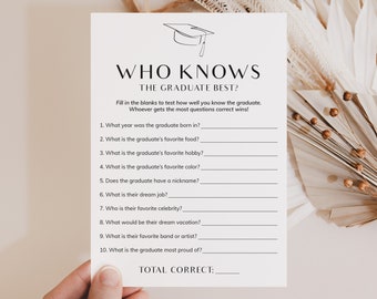 Graduation Party Game Who Knows the Graduate Best How Well - Etsy