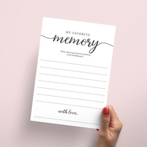 My Favourite Memory of the Birthday Girl Printable Birthday Memory Game ...
