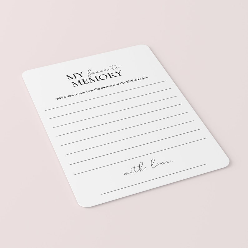 Favorite Memory of the Birthday Girl Printable Birthday Game - Etsy