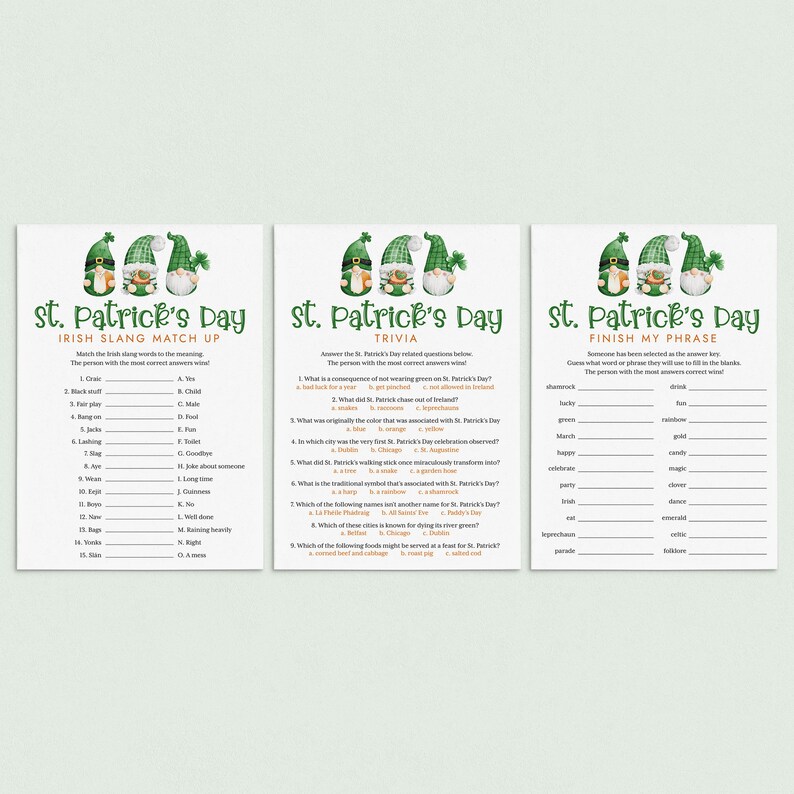 St Patricks Games Bundle Printable St Patricks Day Office - Etsy