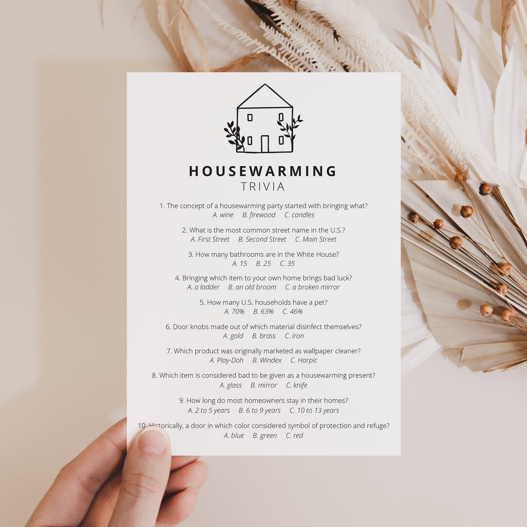 Housewarming Trivia Printable House Trivia Quiz With Answers - Etsy