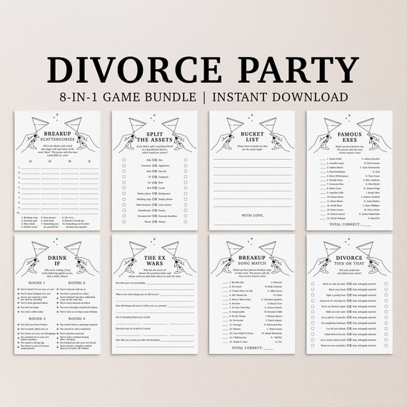 Divorce Party Games Bundle Printable Breakup Party Games - Etsy Australia