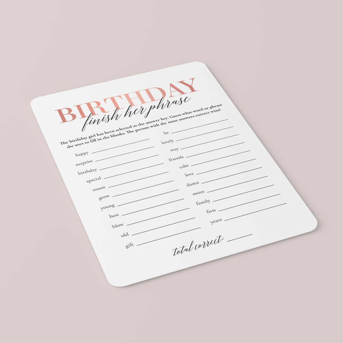 Birthday Finish My Phrase Game Printable Birthday Game for Her - Etsy