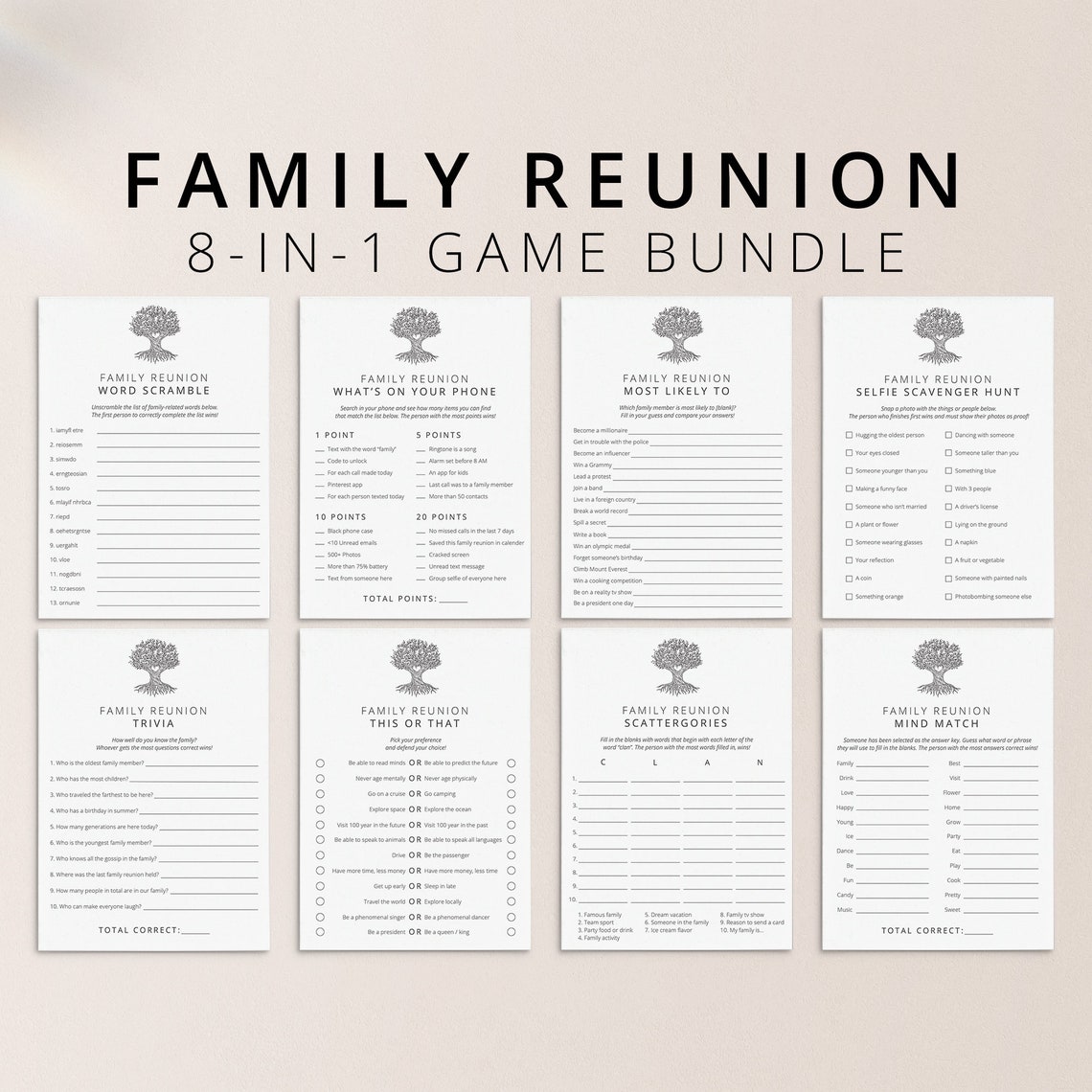 Family Reunion Games Bundle Family Reunion Activities Family - Etsy