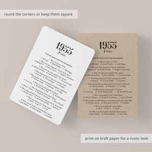 1955 Trivia Printable 70th Birthday Game Born in 1955 Quiz 70 Birthday ...