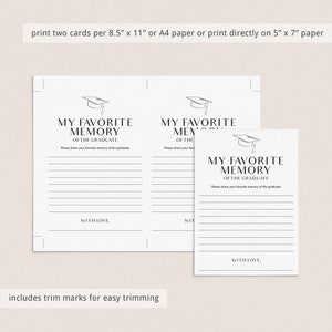 My Favorite Memory of the Graduate Cards Printable Graduation Memory ...