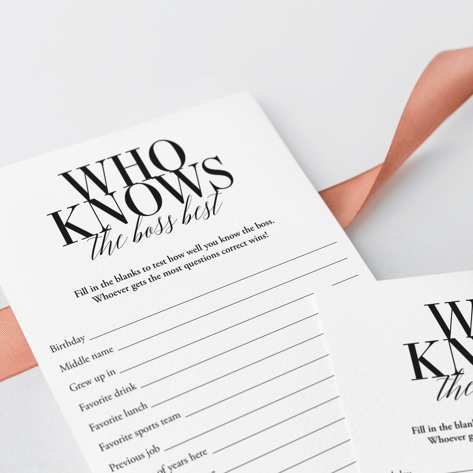 Who Knows the Boss Best Game Printable Funny Work Party Game Office Ice ...