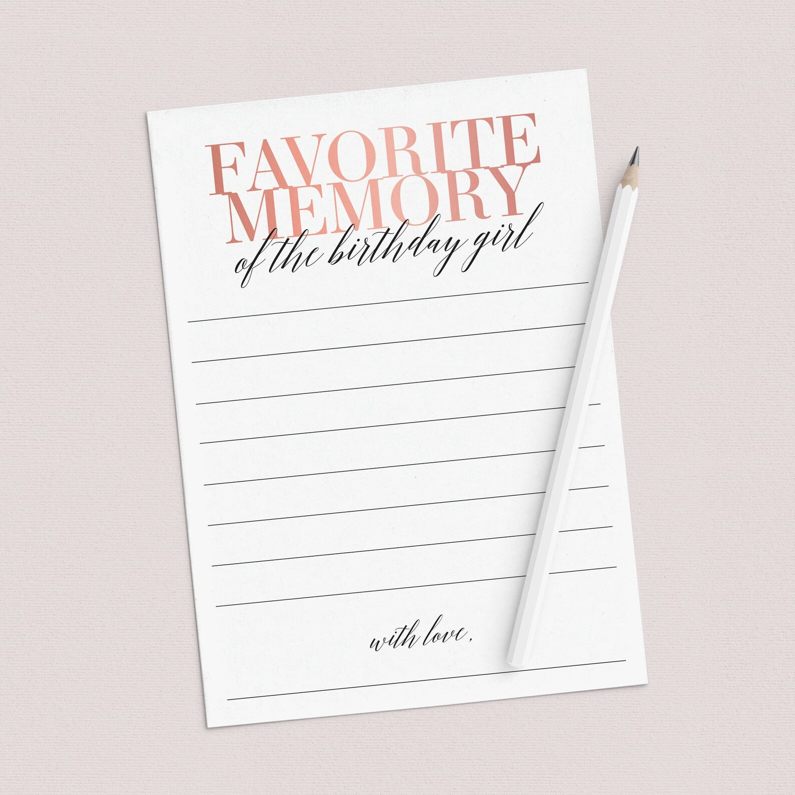 My Favorite Memory of the Birthday Girl Printable Birthday Memory Game ...