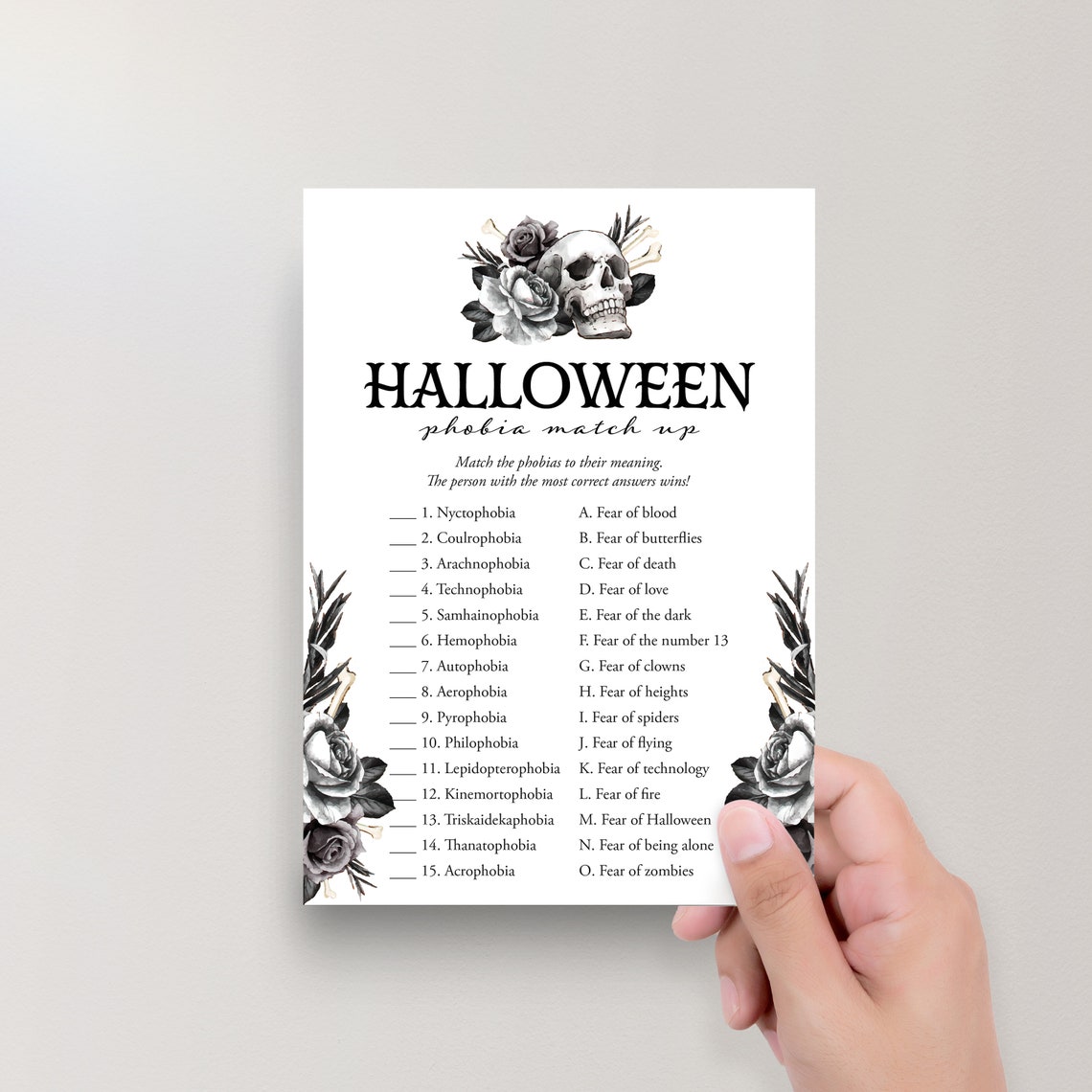 Gothic Halloween Games Bundle Printable Black Floral Halloween - Etsy