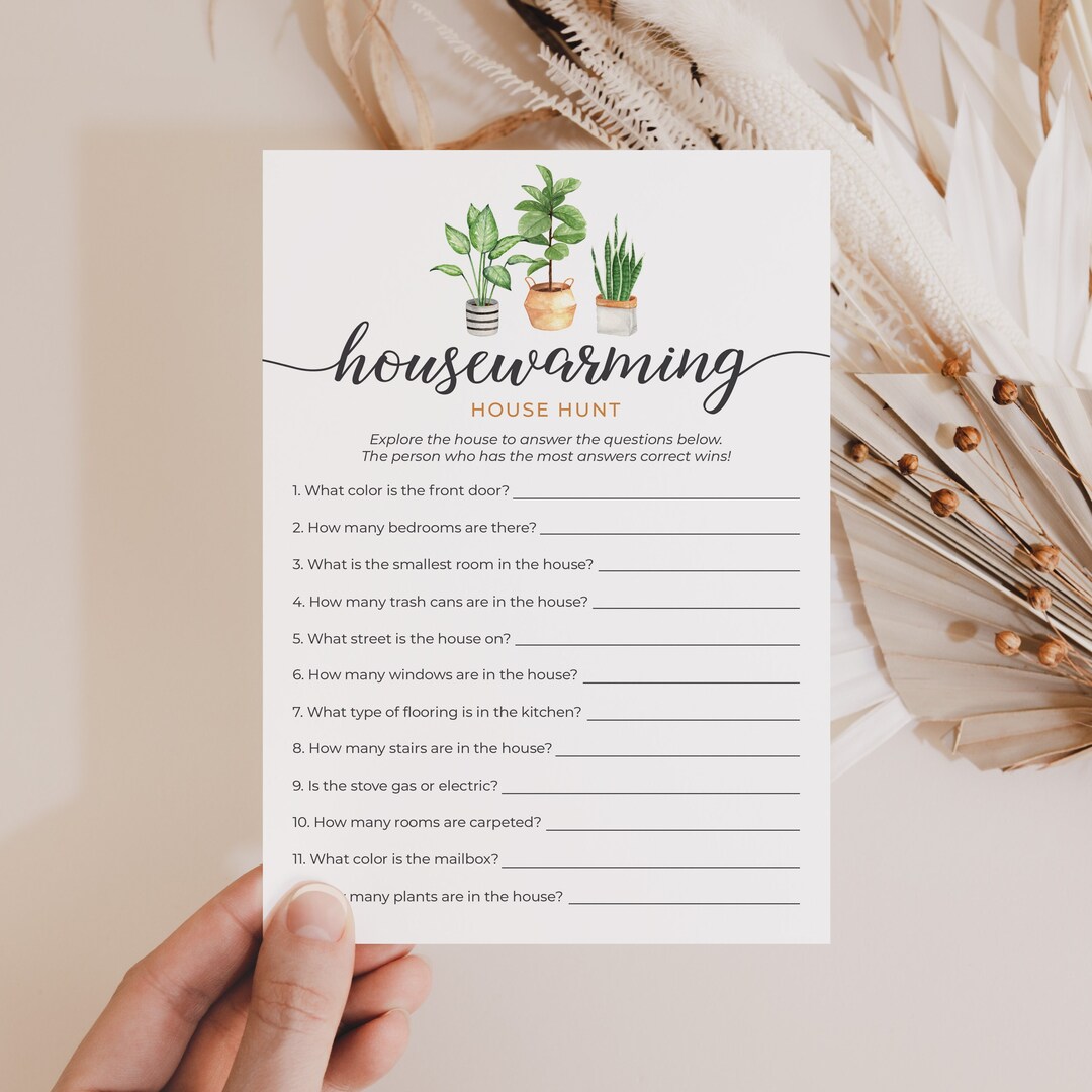 Housewarming Party Trivia Game New House Scavenger Hunt Greenery ...