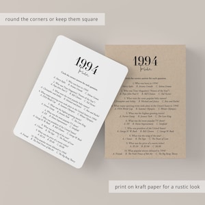 1994 Quiz Printable Fun Facts About 1994 31st Birthday Born in 1994 ...
