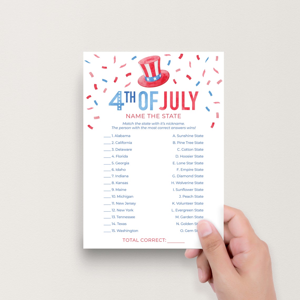 4th of July Party Games Bundle Printable July 4th Games Red | Etsy