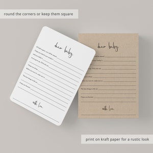 Dear Baby Printable Wishes for Baby Minimalist Dear Baby Cards Instant ...