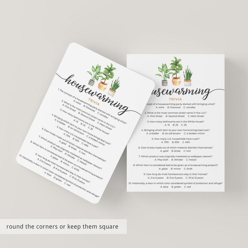 Housewarming Party Trivia Game Printable Housewarming Quiz - Etsy