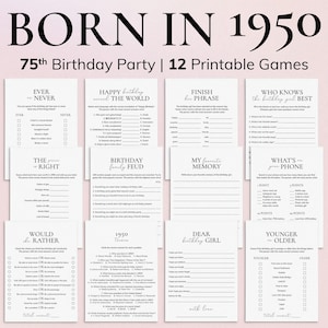 75th Birthday Games Bundle for Her Born in 1950 75th Birthday Party ...