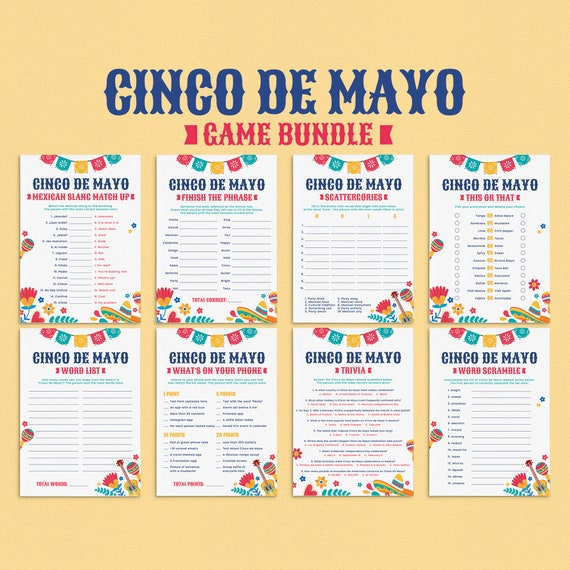 Cinco De Mayo Games Printable Cinco De Mayo Party Game Bundle - Etsy