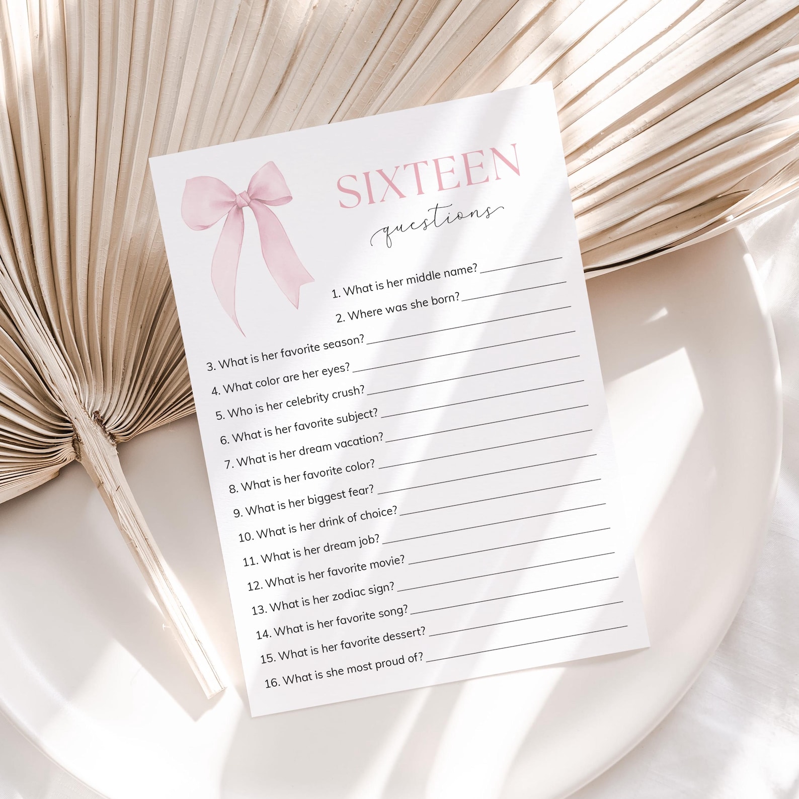 Pink Sweet Sixteen Birthday Games Bow Sweet 16 Birthday Games Coquette ...
