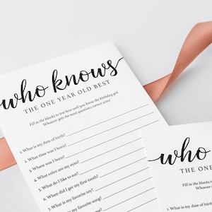 First Birthday Trivia Game Printable Girl 1st Birthday Who Knows the ...