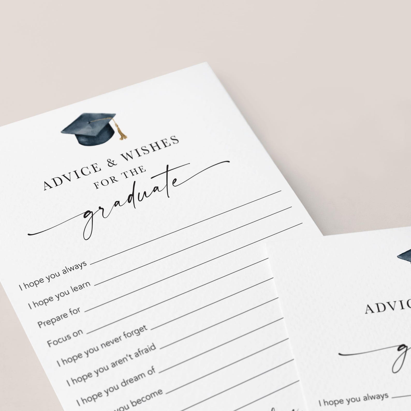 Advice and Wishes for the Graduate Cards Printable Modern Script ...