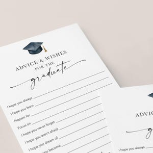 Advice and Wishes for the Graduate Cards Printable Modern Script ...