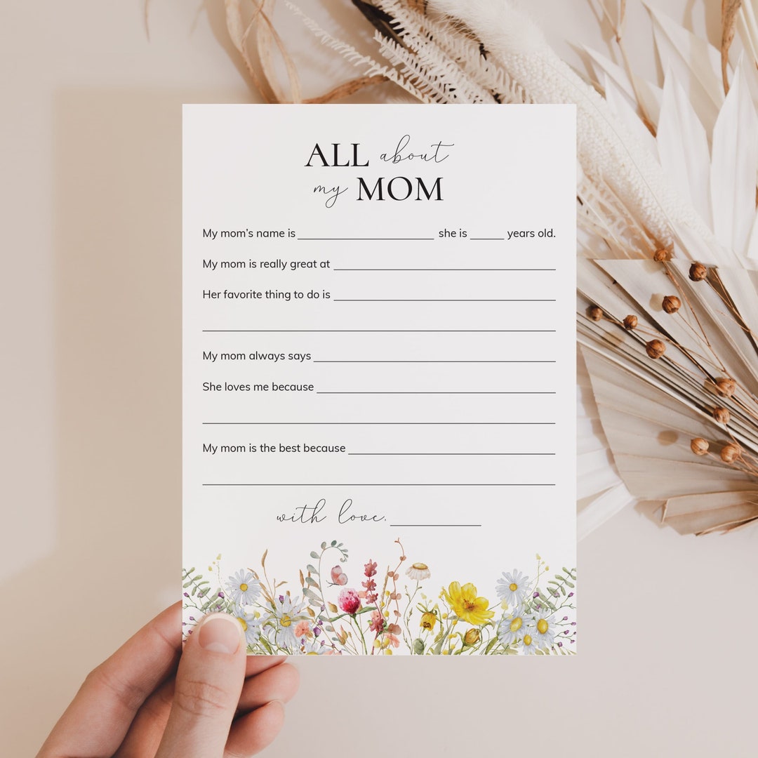All About My Mom Printable Mothers Day Questionnaire Mothers Day ...