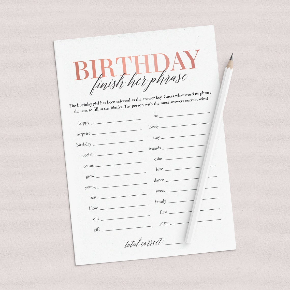 Birthday Finish My Phrase Game Printable Birthday Game for Her - Etsy