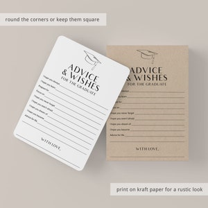 Modern Advice and Wishes for the Graduate Cards Printable Graduation ...