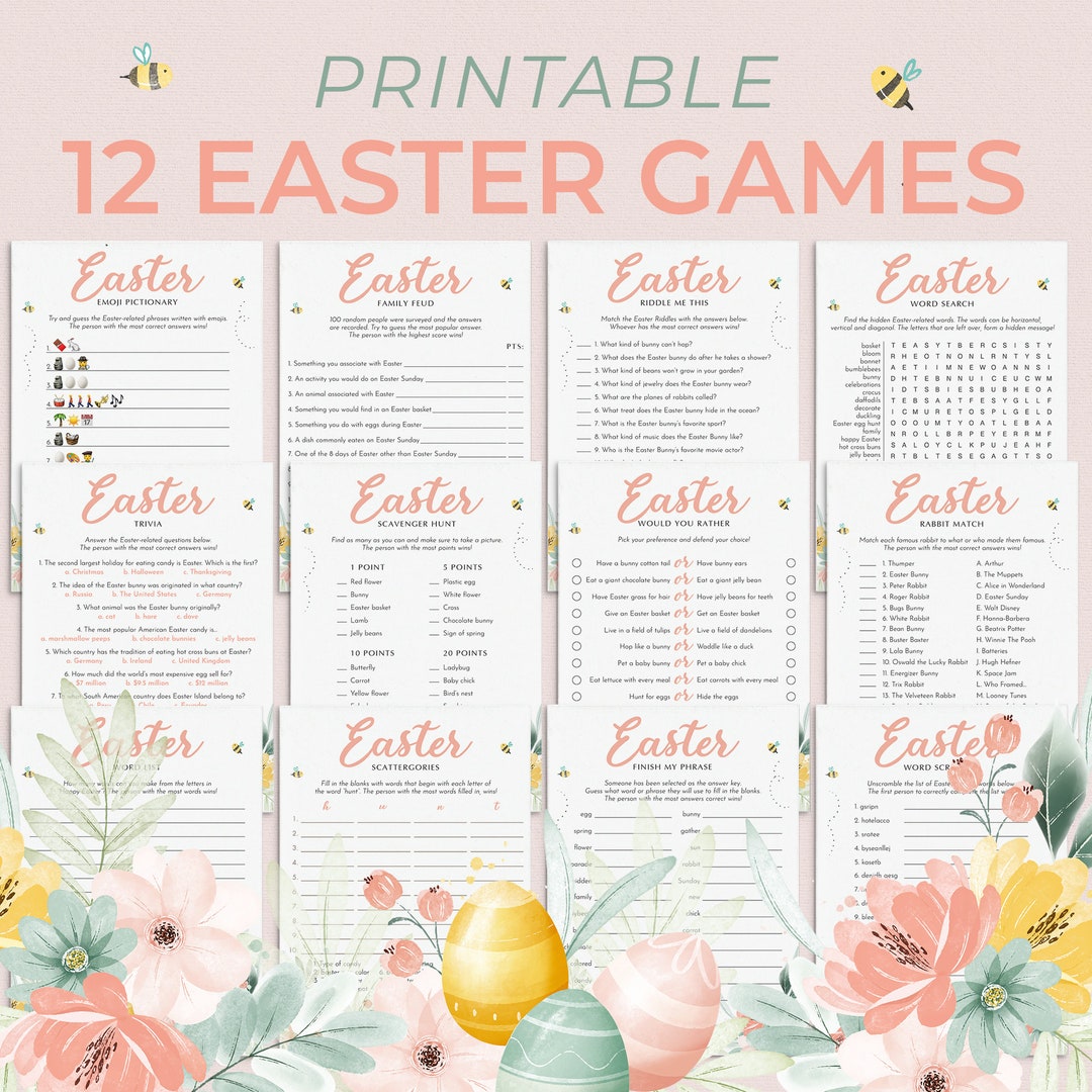 Easter Games Bundle Printable Easter Activities for Families 12 Easter ...
