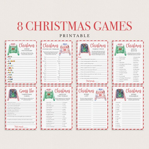 Ugly Sweater Christmas Party Games Bundle Printable Office | Etsy