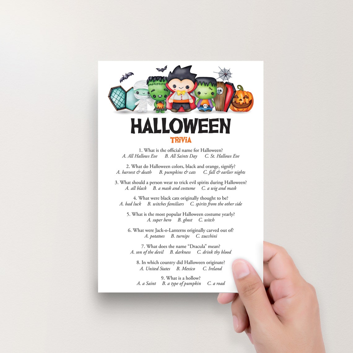 Kids Halloween Trivia Printable Halloween Quiz for Kids Fun - Etsy