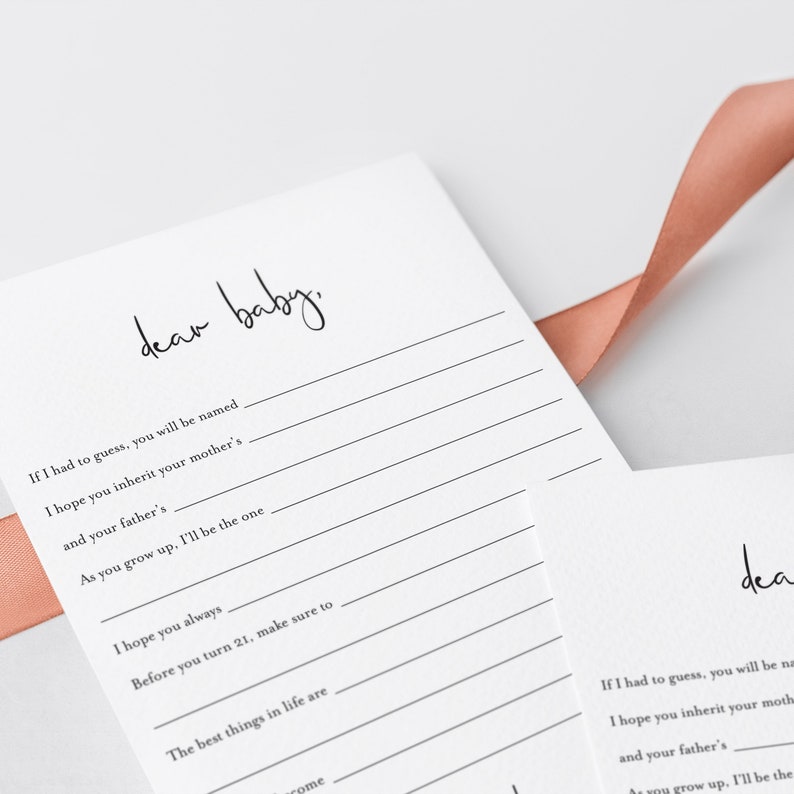 Dear Baby Printable Wishes for Baby Minimalist Dear Baby Cards Instant ...