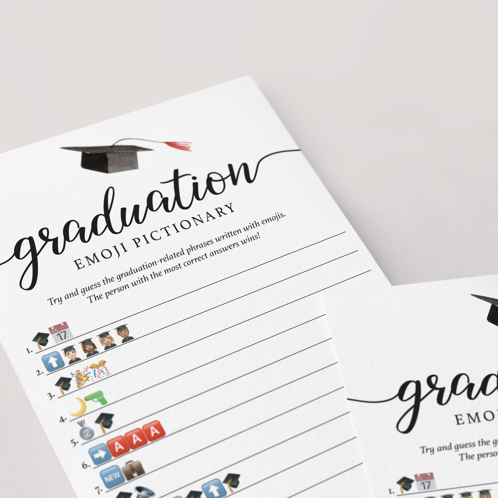 Graduation Emoji Pictionary Game Printable Graduation Games | Etsy