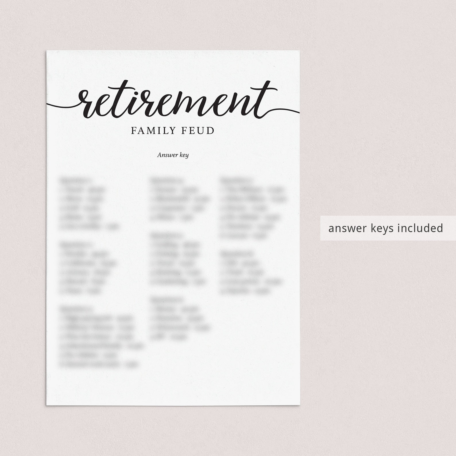 Retirement Games Printable Calligraphy Retirement Game Bundle - Etsy