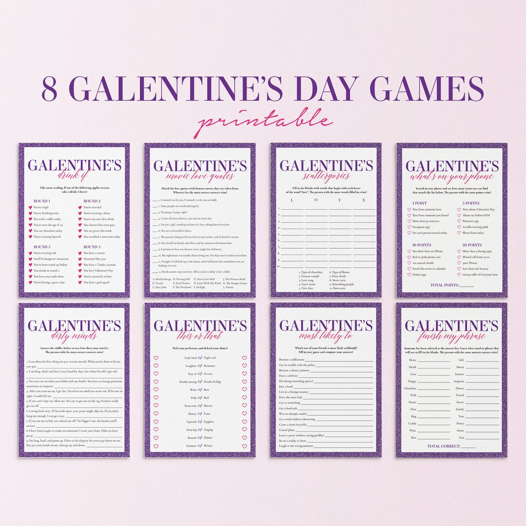 Galentines Day Games Bundle Printable Galentines Day Party Games for ...